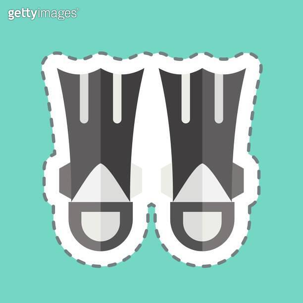 Sticker line cut Fins Diving. related to Diving symbol. simple design ...