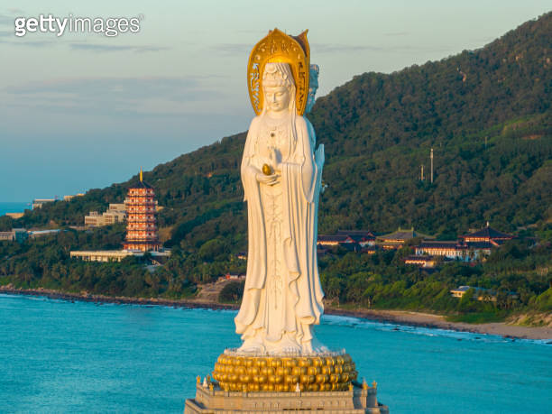 Goddess of mercy statue at seaside in nanshan temple, hainan island ...