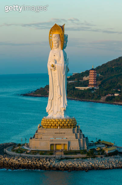 Goddess of mercy statue at seaside in nanshan temple, hainan island ...