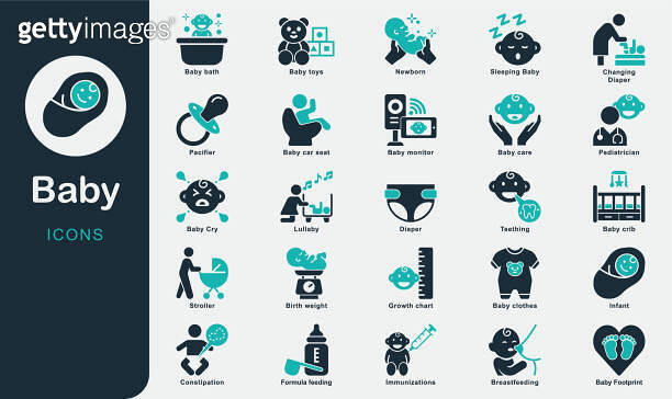 Baby and Newborn solid icons collection.Infant, Neonate, Swaddle ...
