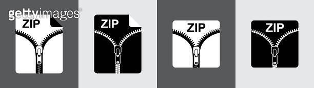ZIP File Folder Icon. Black and White Zipped Compressed File and Folder ...