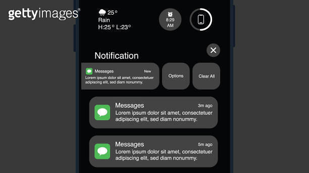 Notification Boxes Template for Smart Device. Smartphone Message ...