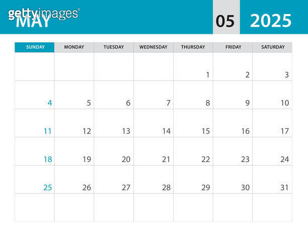 May 2025 template - Calendar 2025 template vector, planner monthly ...
