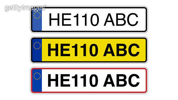 Number plate. European car license plate vehicle registration isolated ...