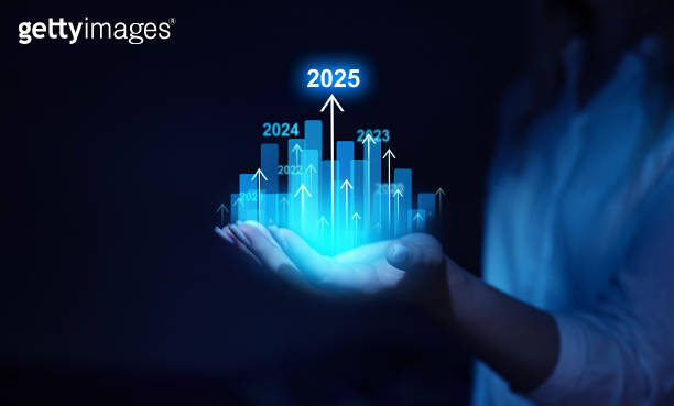 Growth and development chart of company in new year 2025. Development ...