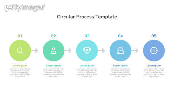 Circular process infographic template design with 5 steps and icons 이미지 ...