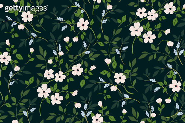 Seamless floral pattern, abstract flower print, botany design with ...