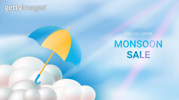 Poster template for Great Monsoon Sale design with colorful umbrella ...