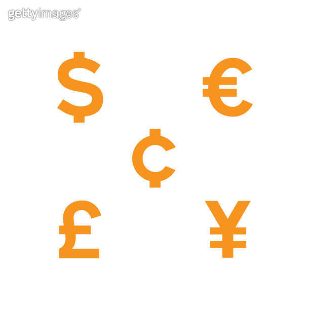 World currencies symbol orange color vector illustration. (2052101476 ...