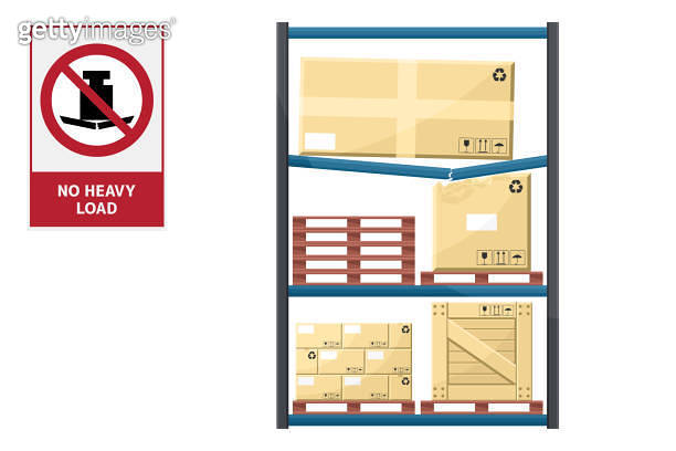 No heavy load. To prohibit the placing of heavy objects on a surface ...