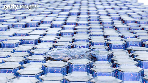 Abstract lotion Serum drop reduce wrinkled saggy skin cells, Hexagonal ...