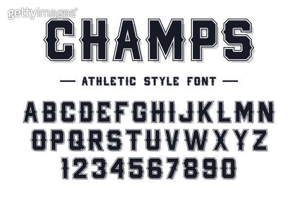 American college classic font. Vintage sports font in American style ...