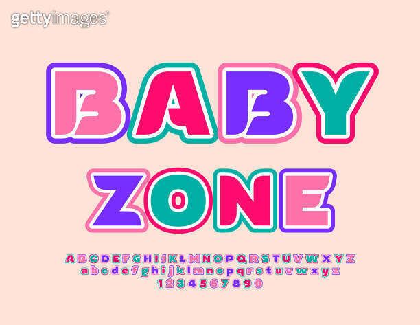 Vector artistic flyer Baby Zone. Bright Alphabet Letters and Numbers set 이미지 (2154100311) - 게티이미지뱅크