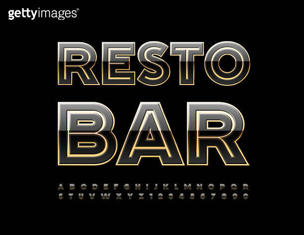 Vector premium sign Resto Bar. Elite Alphabet Letters and Numbers set ...