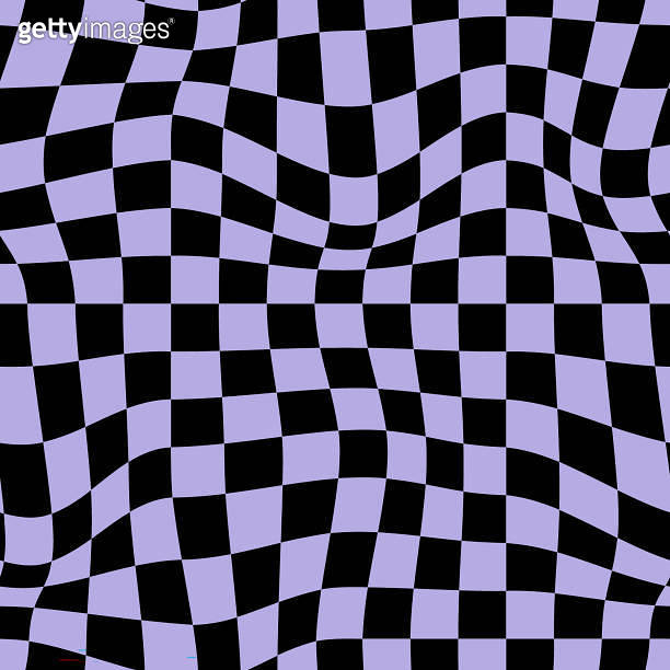 Psychedelic checkerboard background. Wavy vector illustrations, trendy ...