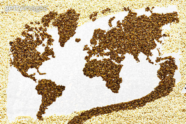 Global map made of grains as grain corridor concept 이미지 (1985396566 ...