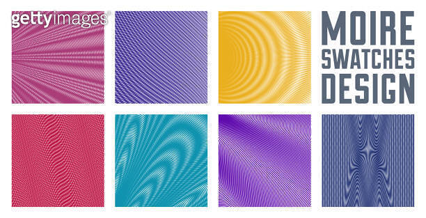Abstract vector backgrounds set made with linear Moire, op art effect ...