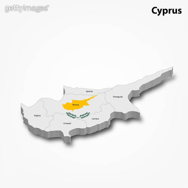 Map of Cyprus with flag. 3d map of Cyprus 이미지 (2154547984) - 게티이미지뱅크