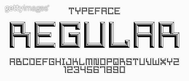 Minimal geometric cyberpunk font with facet effect, vector typeface in ...