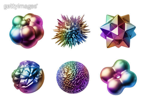 3d render, assorted abstract geometric shapes and objects. Collection ...