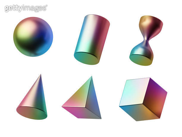 3d render, assorted abstract geometric shapes and objects. Collection ...