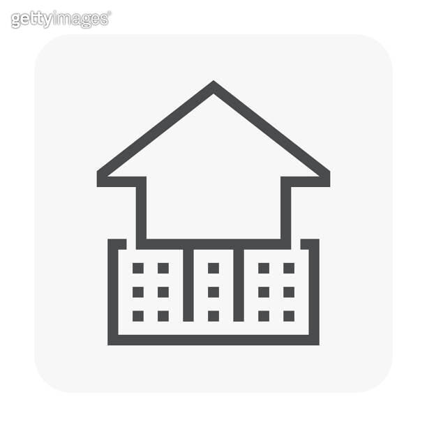 house building and depth pile vector icon, geotechnical engineering ...