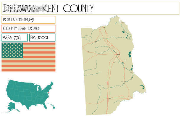 Large and detailed map of Kent County in Delaware USA. 이미지 (2157109988 ...