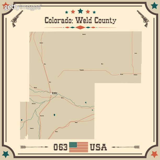 Large and accurate map of Weld County, Colorado, USA with vintage ...