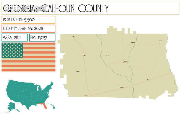 Large and detailed map of Calhoun County in Georgia USA. (2171305863 ...