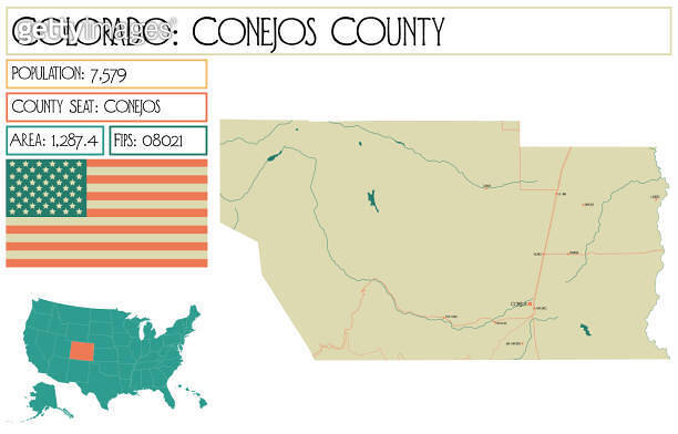 Large and detailed map of Conejos County in Colorado USA. 이미지 ...