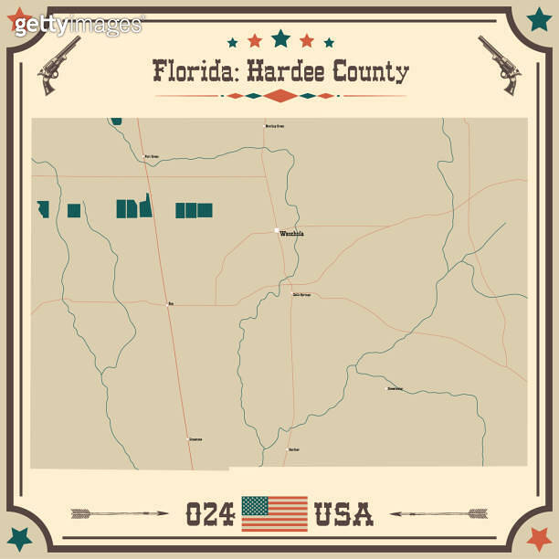 Large and accurate map of Hardee County, Florida, USA with vintage ...