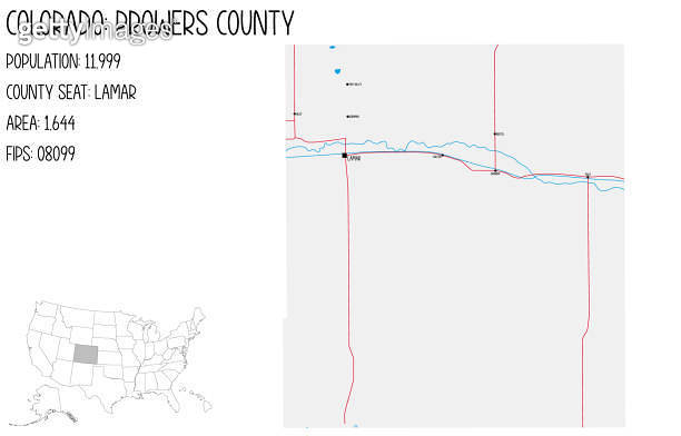 Large and detailed map of Prowers County in Colorado, USA. 이미지 ...