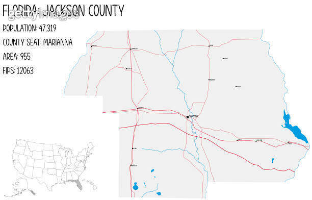 Large and detailed map of Jackson County in Florida, USA. (2160255048 ...