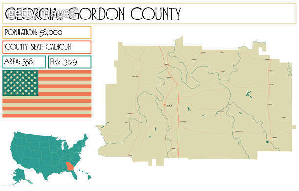 Large and detailed map of Gordon County in Georgia USA. (2182107904 ...