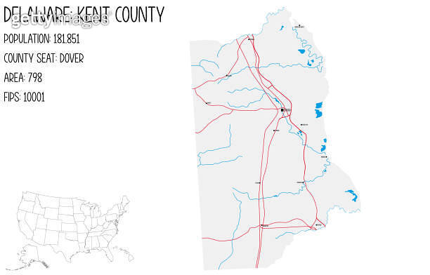 Large and detailed map of Kent County in Delaware, USA. (2156321172 ...