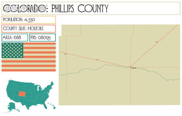 Large and detailed map of Phillips County in Colorado USA. 이미지 ...