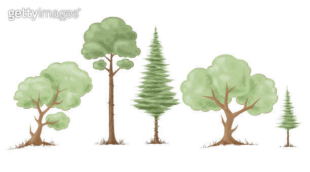 Cartoon painted trees 이미지 (2150123657) - 게티이미지뱅크