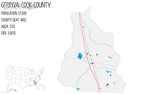 Large and detailed map of Cook County in Georgia, USA. (2175842288 ...