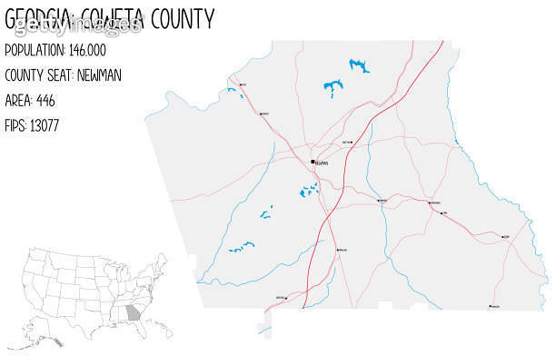 Large and detailed map of Coweta County in Georgia, USA. (2175842289 ...