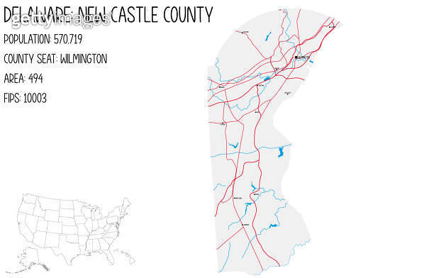 Large and detailed map of New Castle County in Delaware, USA. 이미지 ...