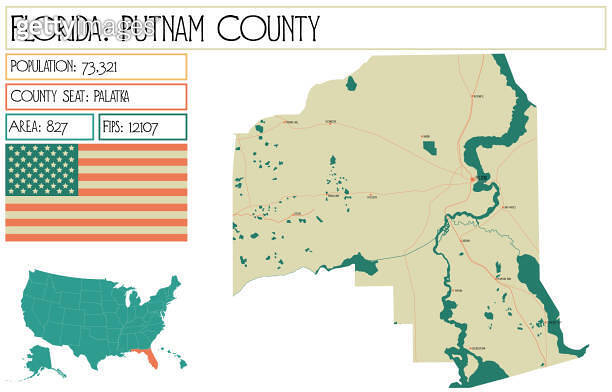 Large and detailed map of Putnam County in Florida USA. (2164781346 ...