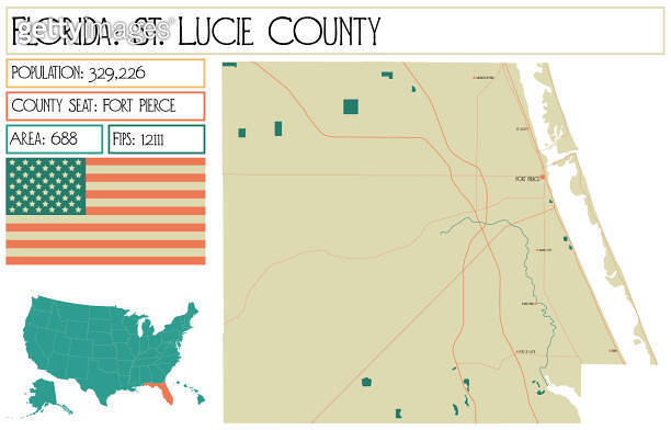 Large and detailed map of St. Lucie County in Florida USA. (2164781382 ...