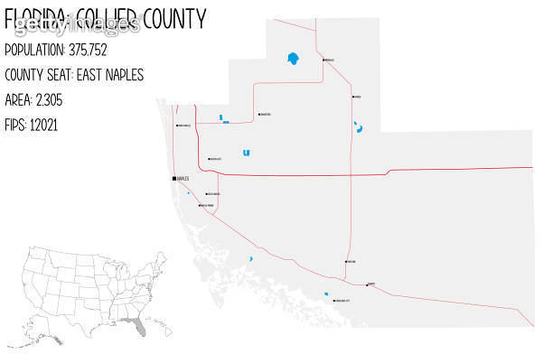 Large and detailed map of Collier County in Florida, USA. (2157562107 ...