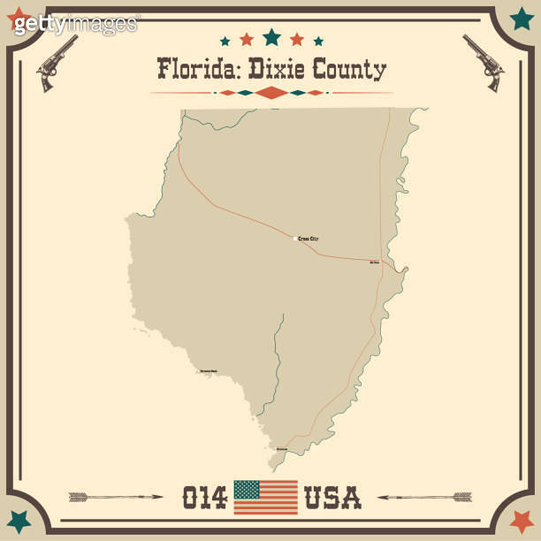 Large and accurate map of Dixie County, Florida, USA with vintage ...