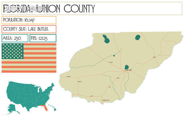 Large and detailed map of Union County in Florida USA. 이미지 (2166010466 ...