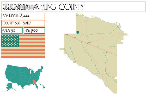 Large and detailed map of Appling County in Georgia USA. 이미지 ...