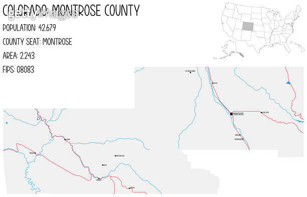 Large and detailed map of Montrose County in Colorado, USA. 이미지 ...