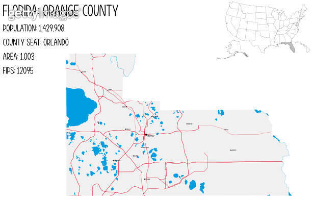 Large and detailed map of Orange County in Florida, USA. (2162644694 ...