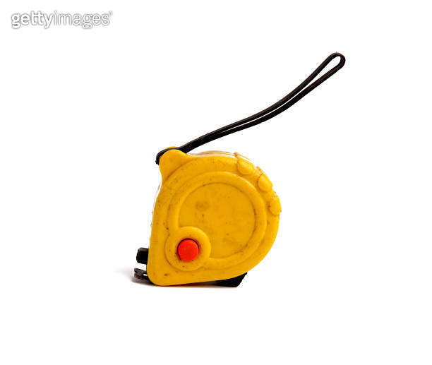 Yellow Measuring Tape Side View Isolated On White Background Carpenter ...