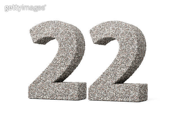 Number Twenty Two 22 Digit Made Of Rock Fragments Or Gravels On White ...